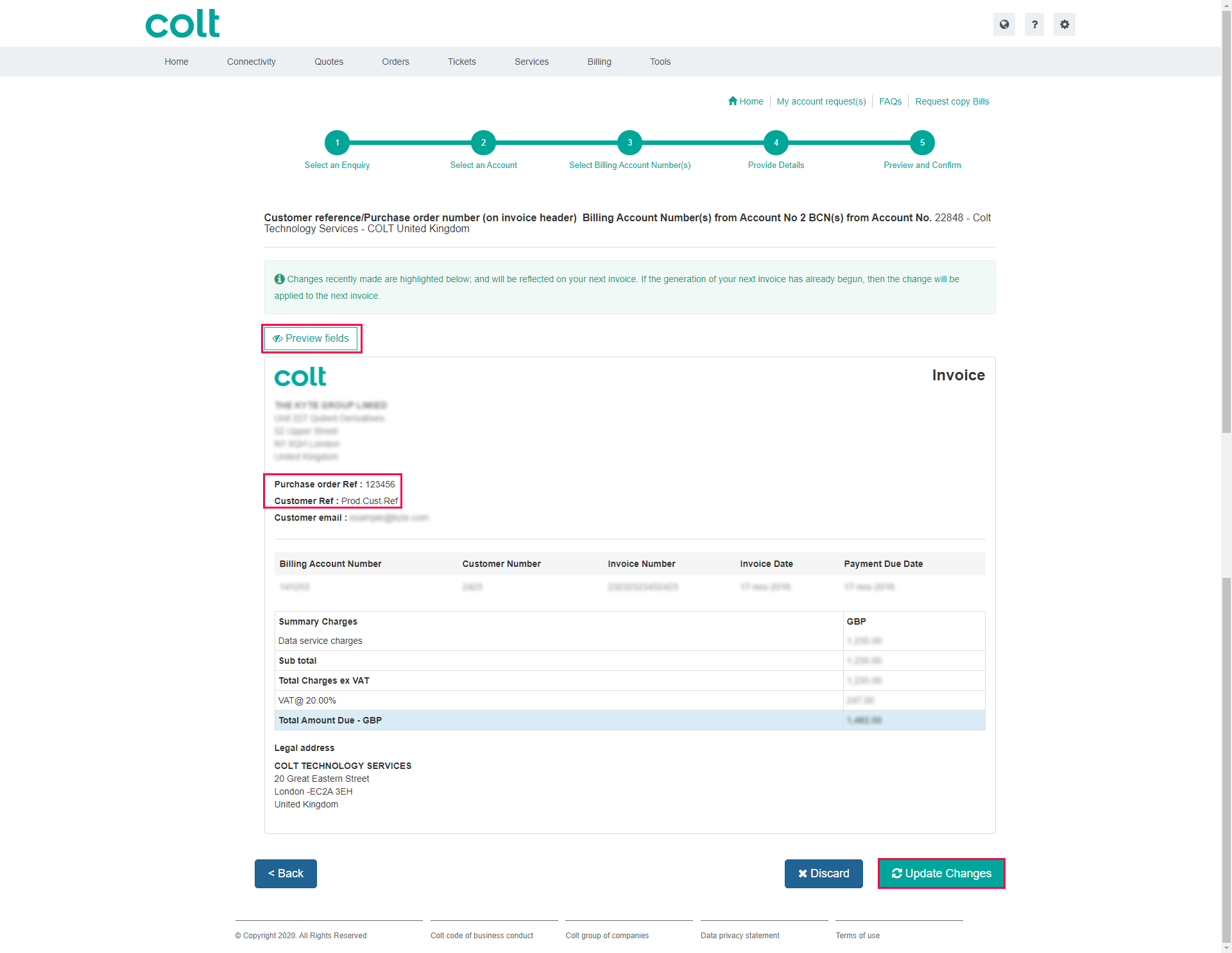 How to update the Customer Reference and Purchase Order number ? - Colt ...